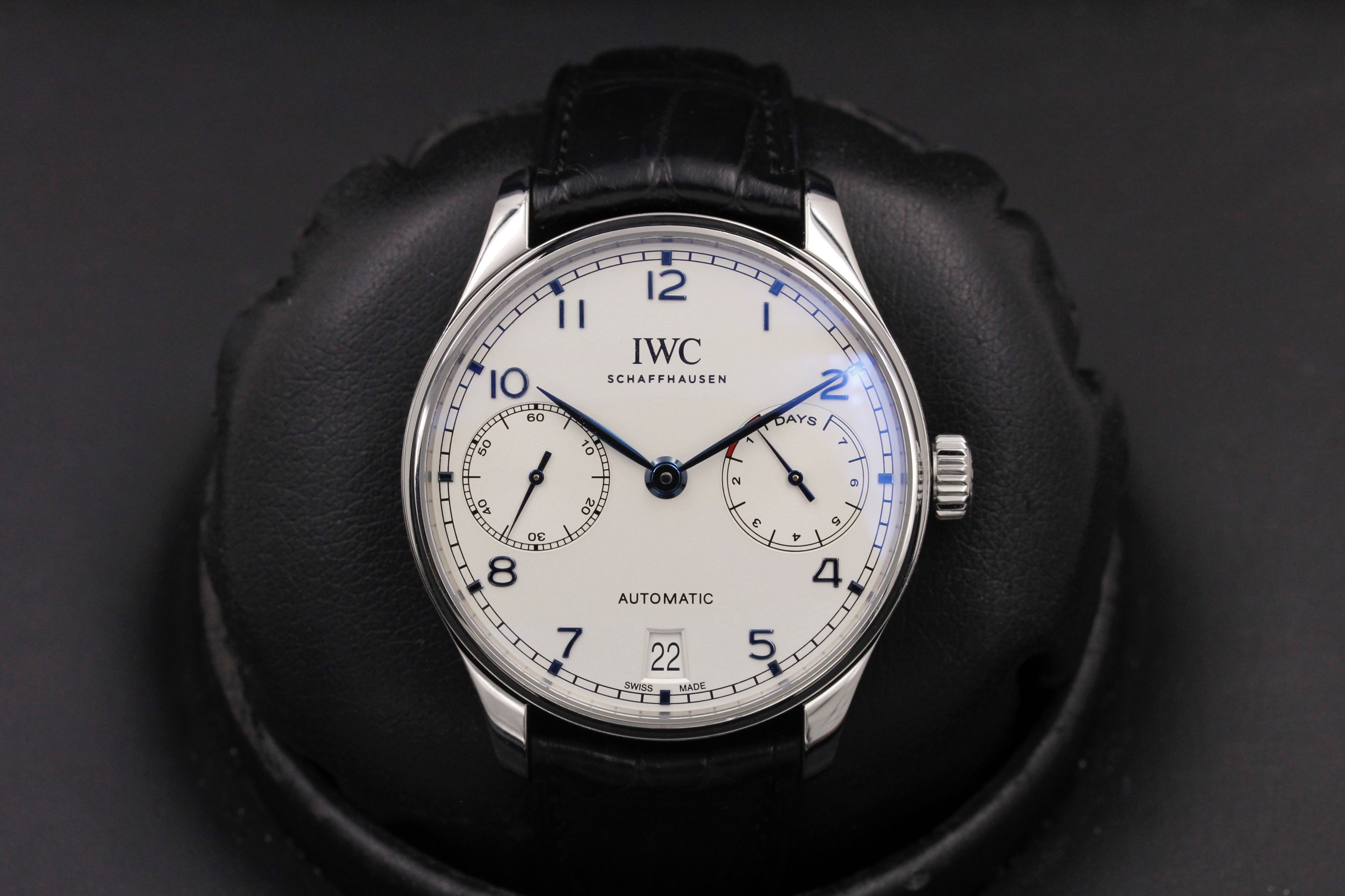 FSOT: IWC Portuguese - IW5007 - 7 Day - Silver Dial w. Blue Accents ...