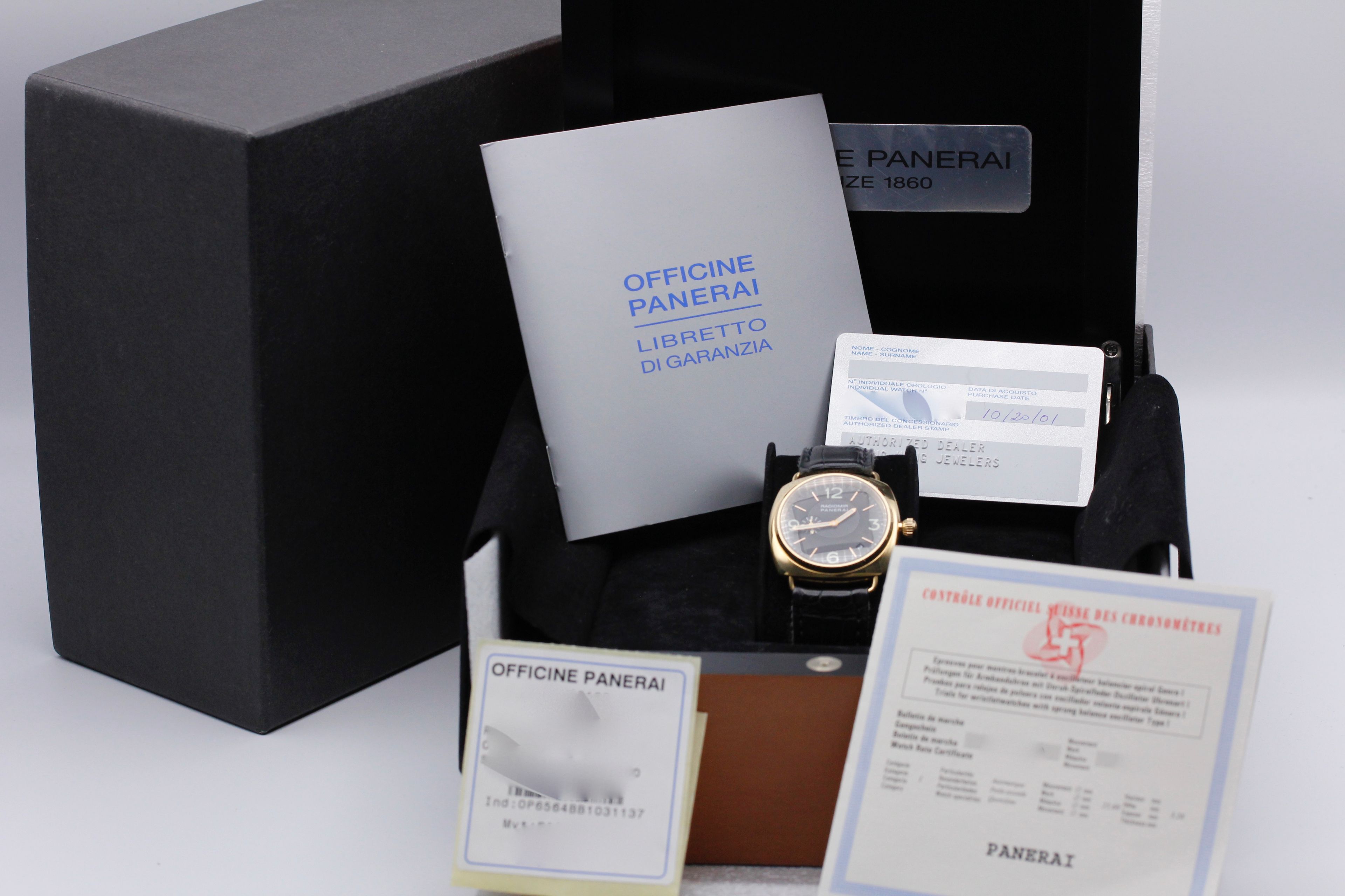 FSOT: Panerai Radiomir - PAM 103 - Yellow Gold - 40mm - Complete Set ...