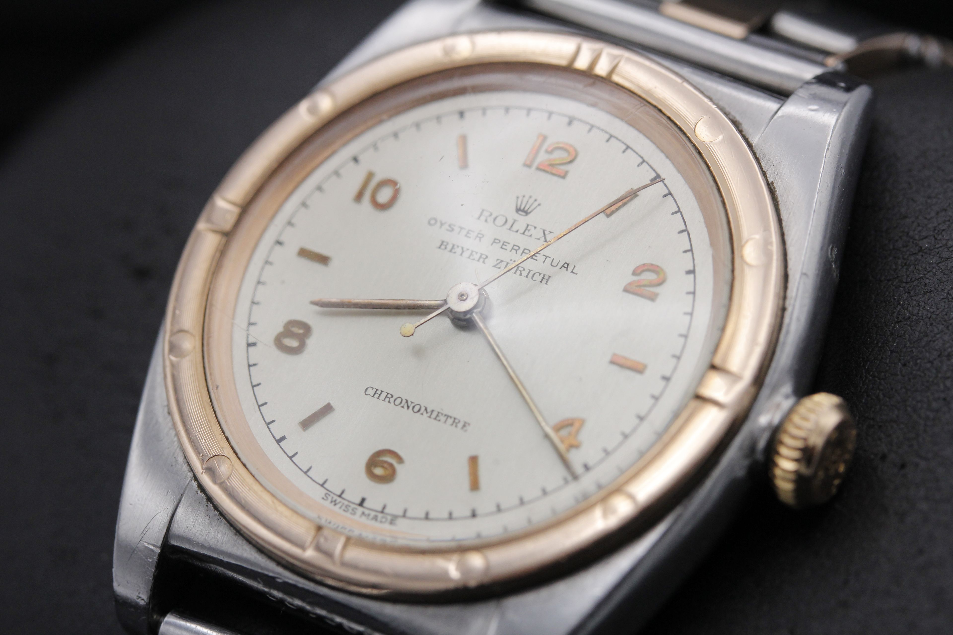 FSOT: Rolex Bubble Back Double Signed Beyer - 3372 - Two Tone - 32mm ...